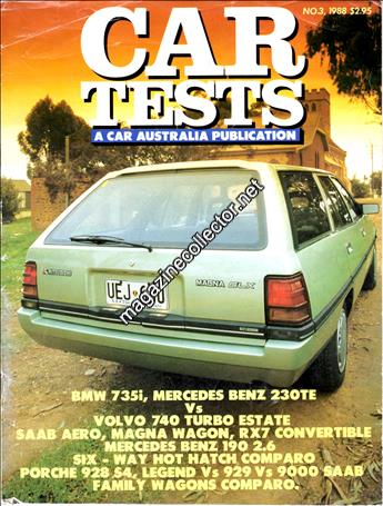 Car Australia 1988 Car Tests (No. 3) magazine contents and index