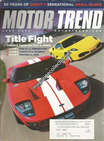 Motor Trend (United States) June 2005 magazine contents and index