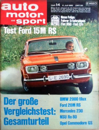 Auto Motor und Sport (Germany) July 6, 1968 (No. 14) magazine contents ...