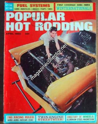 Popular Hot Rodding (United States) April 1965 magazine contents and index