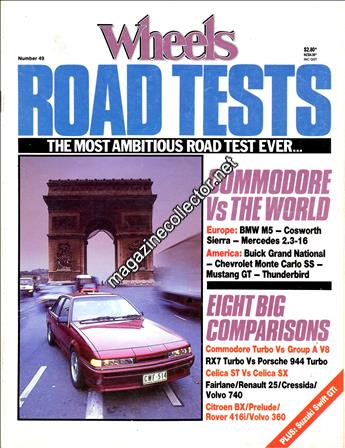Wheels (Australia) 1987 Road Tests (No. 49) magazine contents and index