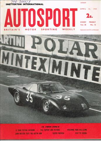 Autosport (United Kingdom) April 16, 1965 (Volume 30 No. 16) magazine ...
